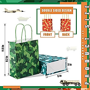 24 Pack Camo Gift Bags Camouflage Birthday Party Favor Bags Goodie Bags Camouflage Themed Treat Candy Bags for Kids Boys Girls Baby Shower Birthday Party Supplies Favors (Bright Style)
