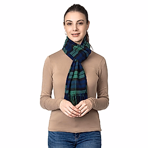 Achillea Soft & Warm Tartan Plaid Checked Cashmere Feel Winter Scarf Unisex (Black Watch Tartan)