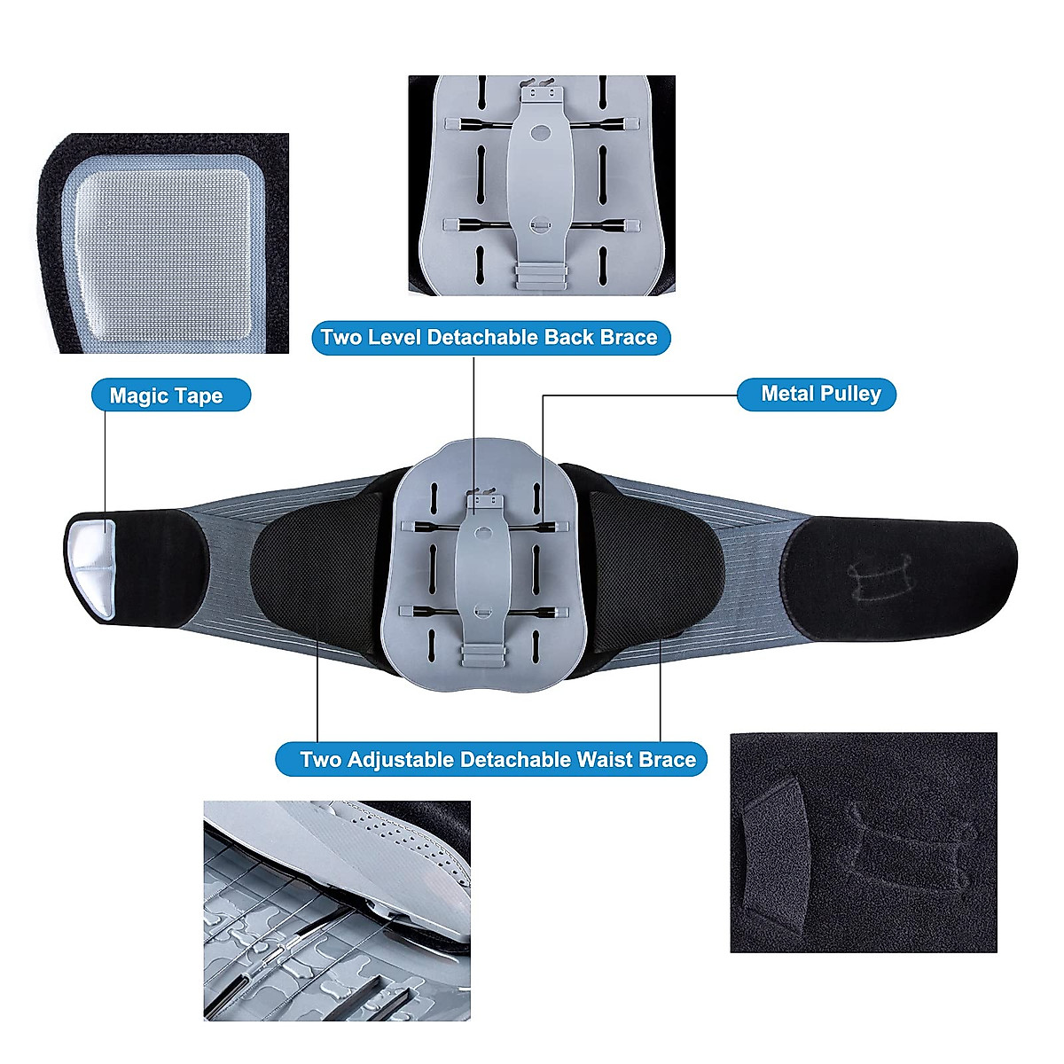 ALPHAY Back Brace - Immediate Relief from Back Pain, Herniated Disc, Sciatica, Scoliosis - Breathable Lumbar Belt with Lumbar Pad- Adjustable Support Straps- Lower Back Belt-L