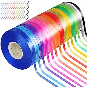 vivinin 27 Roll Curling Ribbon, 3/16 Inch x 32.8 Yard Balloon String, 15 Colors Ribbons for Crafts, Balloon String Ribbon for Party, Festival, Florist Flower