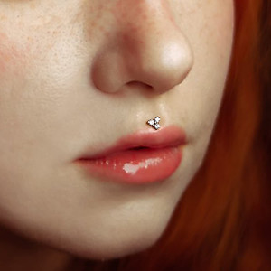 G23 Solid Titanium Labret Stud 16G Cartilage Earrings Internally Threaded Medusa Lip Ring Flat Back Helix Earrings Piercing Jewelry Surgical Steel for Women