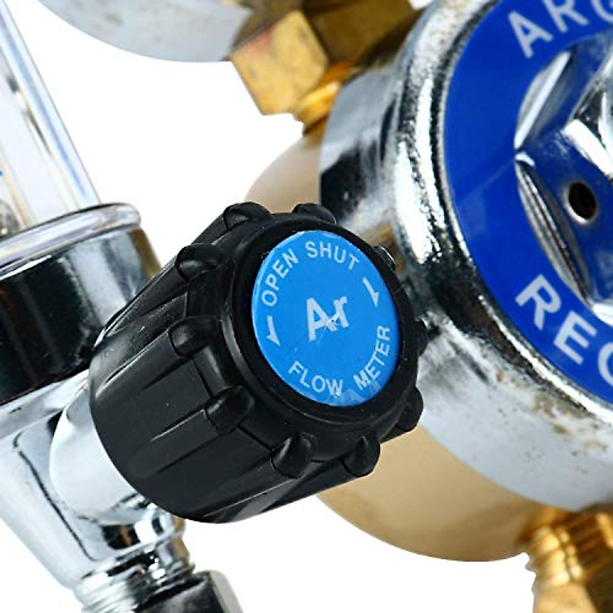Argon Regulator With Flowmeter TIG Welder MIG Welding CO2 Regulator 0 to 25 L/MIN - 0 to 25 MPA Pressure Gauge CGA580 Inlet Connection Gas Welder Welding Regulator with Built-In Flow Meter