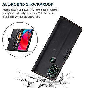 HAII Case for Moto G Stylus 5G 2021,PU Leather Folio Flip Wallet Case with Card Holster Stand Kickstand Magnetic Closure Shockproof Phone Cover for Motorola Moto G Stylus 5G 2021 (Black)