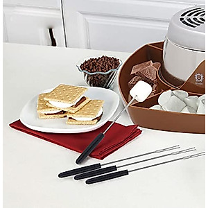 ULTICOR Electric Flameless Stainless Steel Marshmallow S'mores Maker, with 4 Compartment Tray, and 4 Roasting Forks, Indoor Safe, for Parties and Fun Times, Safe for Kids with Adult Supervision