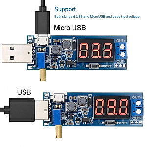 ALAMSCN 2PCS USB Buck Boost Converter Adjustable Step UP Step Down Power Supply Module Voltage Regulator DC-DC 5V to 3.3V 9V 12V 18V 24V