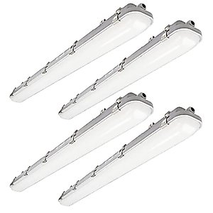 DAKASON 4FT LED Vapor Tight Light 60W 6600lm (120W Eq.), Waterproof LED Outdoor Shop Light 5000K IP66 100-277V LED Vapor Proof Fixture for Parking Garage Car Wash Warehouse UL Listed 4-Pack