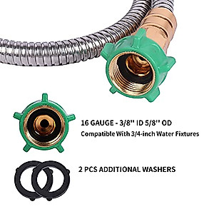 Metal Short Garden Hose 6 ft, 8 ft, 12 ft Flexible Stainless Steel 15 ft, 30 ft, 50 ft Heavy Duty Flexible Water Hose (6FT)