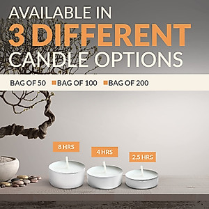 PAMI Premium Long-Lasting with 4 Hours Burning Time Tealight Candles [50-Pack] - Unscented Tea Candles - Paraffin Tealights with Beautiful Flame- Round Candles Perfect for Votive Candle Holders