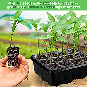 Lunies 6 Packs Seed Starter Trays with Grow Light, Seeding Starter Tray with Adjustable Humidity Dome, Base Indoor Greenhouse Germination Kit for Seed Growing Starting(12 Cells per Tray, Black)