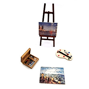 Fateanuki Doll House Accessory Painting Tool Set Miniature Dollhouse Toy Balcony Patio Furnitures Decoration Accessories 1 12 Scale