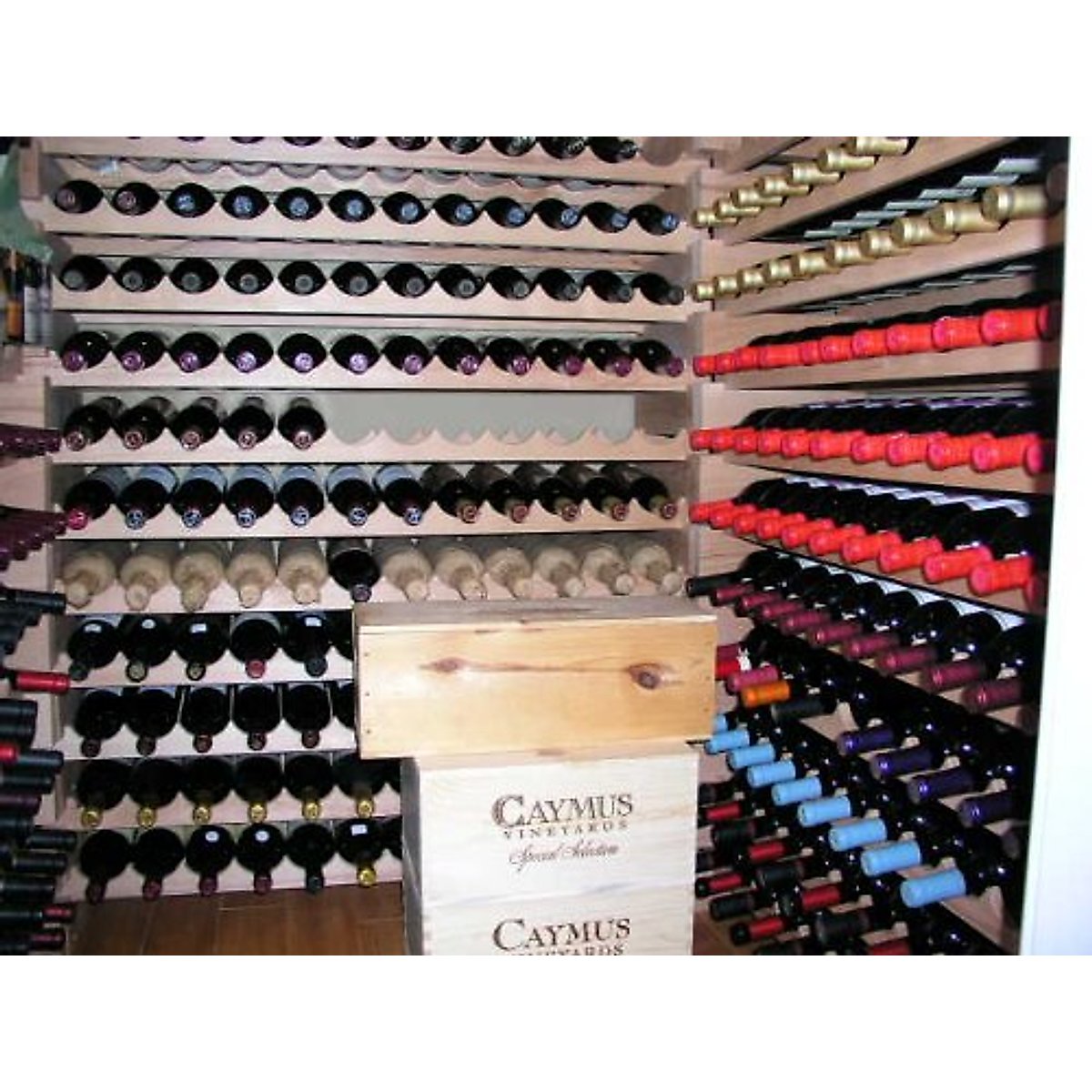 sfDisplay.com,LLC. Modular Wine Rack Beechwood 32-96 Bottle Capacity 8 Bottles Across up to 12 Rows Newest Improved Model (64 Bottles - 8 Rows)