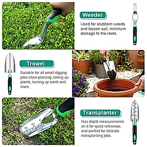 82 Pcs Garden Tools Set, Extra Succulent Tools Set, Heavy Duty Gardening Tools Aluminum with Soft Rubberized Non-Slip Handle Tools, Durable Storage Tote Bag, Gifts for Men (Blue)