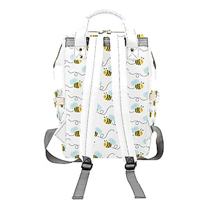 Grandkli Cute Bumble Bee Personalized Diaper Bag Multi-Function Backpack Nappy Bag Travel DayPack for Unisex, One Size