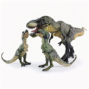 Gemini&Genius 3-Piece Dinosaur Set with T-Rex & Cubs, Action Figures, Moveable Jaw, Cake Topper, Party Gift for Kids 3-12 Years Old