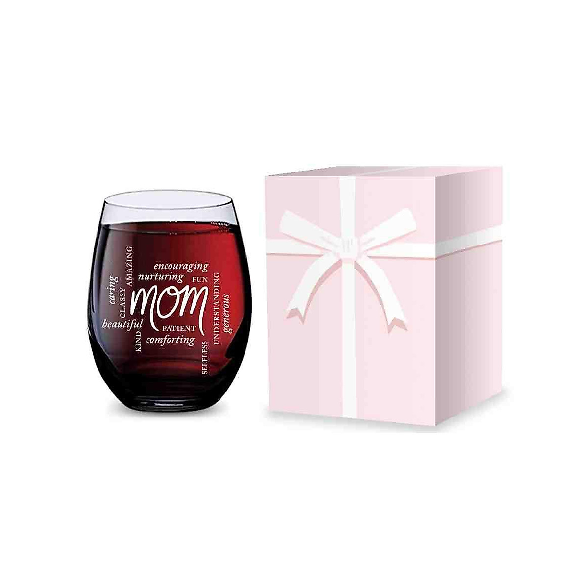 GSM Brands Stemless Wine Glass Mom - Made of Unbreakable Tritan Plastic - 16 ounces