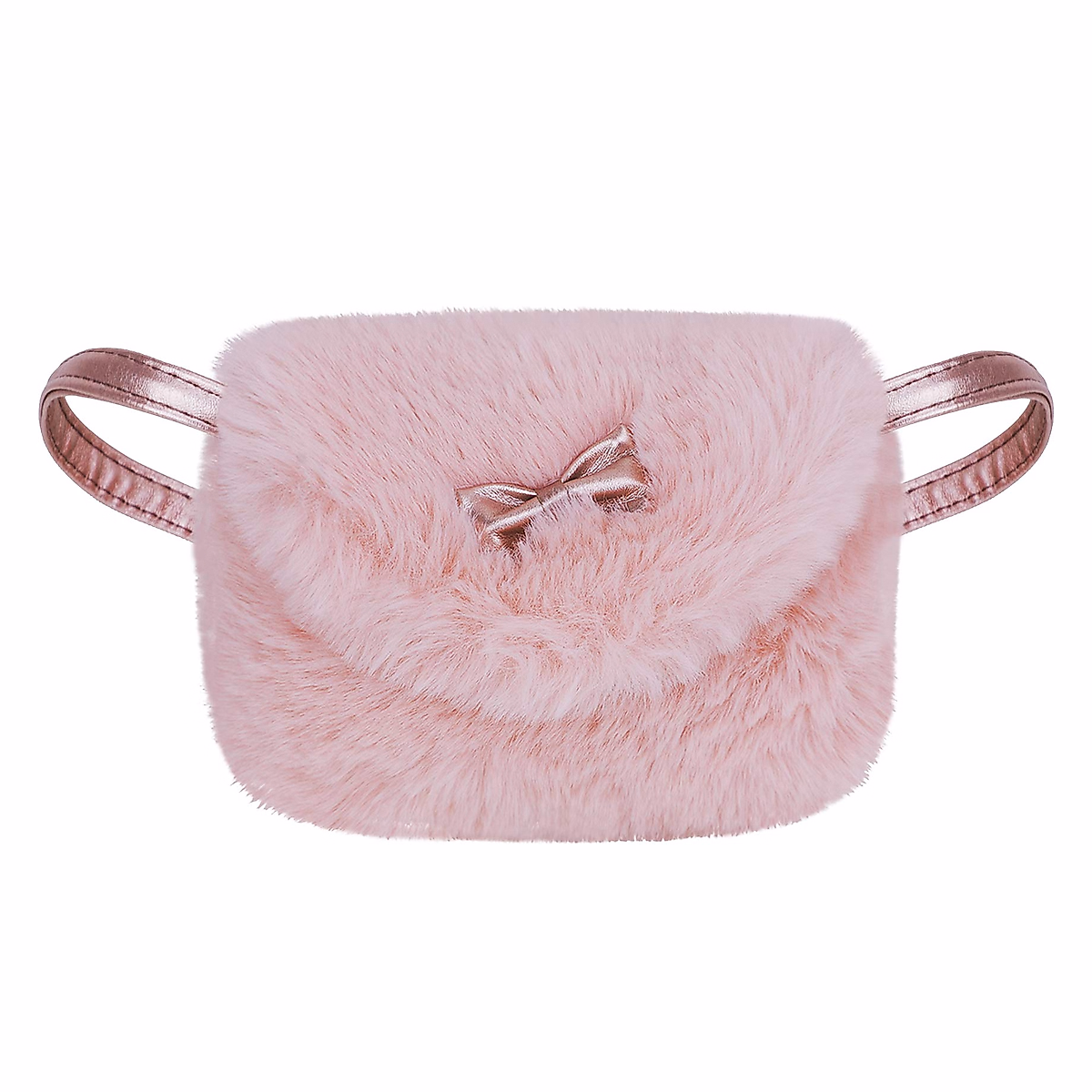 Kids Girls Toddlers Lovely Bowknot Hairy Mini Shoulder Bags Crossbody Bags Cell Phone Case Holder Small Purse Clutch Cross Body Handbags for 1-5 Yrs, Great for Birthday Christmas