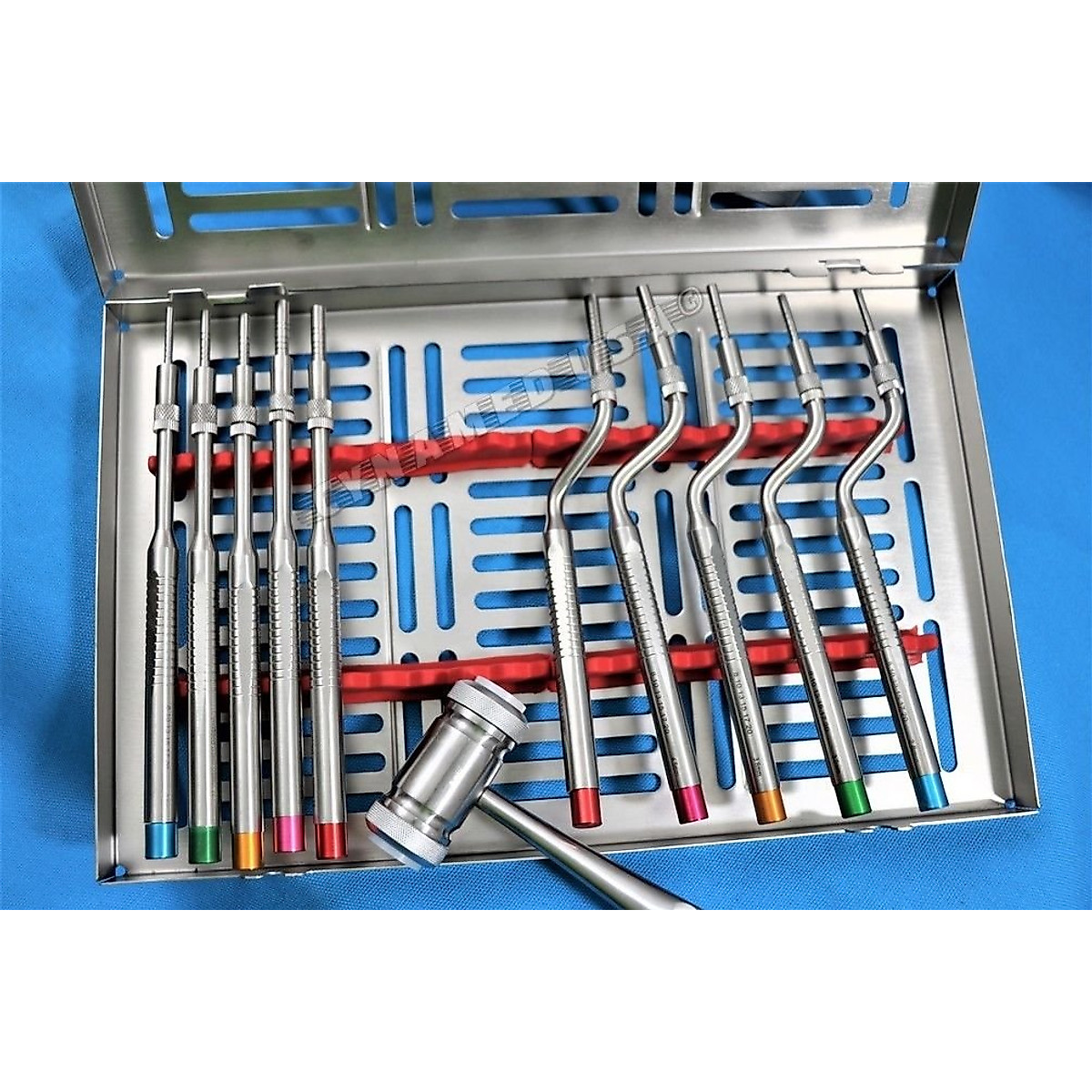 New Premium German Grade Sinus Lift Osteotomes Kit Straight Off Set Concave Mead Mallet Cassette Dental-A