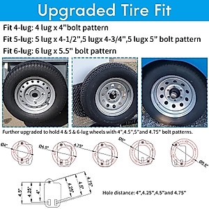 Qualward Spare Tire Mount Bracket for Trailer, Spare Tire Carrier Powder Coat Steel Black, Fits Most 4 & 5 & 6 Lugs Wheels on 4", 4.5'', 4.75'', 5" or 5.5" Bolt Patterns. (4- 4.75 Inch)