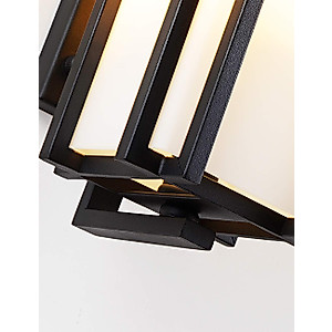 EERU Wall Sconce, Weather & Rust Resistant Black Finish with Frosted Glass, 12.2x5.9 inches, for Exterior House Front Porch Garage Driveway