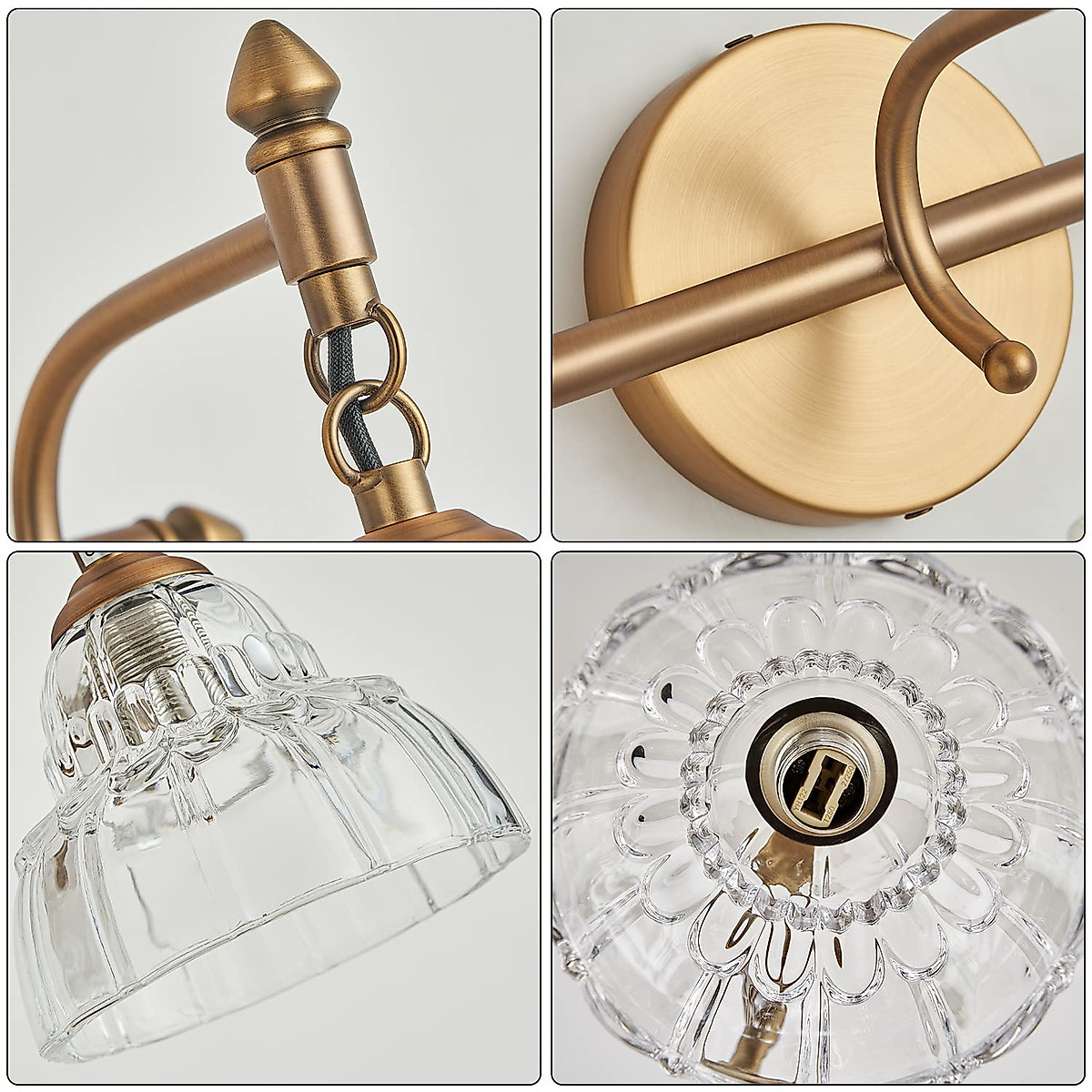 OFFDARKS Bathroom Vanity Light Fixtures Matte Brass Vintage Vanity Lighting Fixture Over Mirror 3 Lights Wall Sconce for Bedroom Dressing Room Living Room Hallway