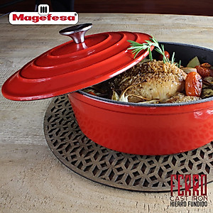 MAGEFESA FERRO 6.2 Qt Enameled Cast Iron Dutch Oven with Lid, Superior Heat Retention & Distribution, Compatible with All Cooktops, Induction & Oven Safe, Energy-Efficient, Easy to Clean, Durable