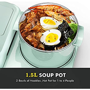 Breakfast Station, 3 in 1 Breakfast Station, Retro Household Breakfast Maker, Electric Mini Toaster Bread Breakfast Sandwich Maker, Breakfast Machine with Frying Pan, Boiling Pot, Food Steamer