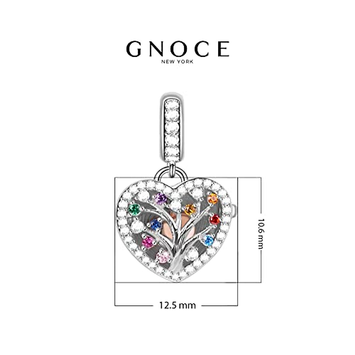 GNOCE Tree of Life Charm Pendant 925 Sterling Silver My Heart Will Go On Engravble Dangle Charm for Bracelet/Necklace Charm Gifts For Family