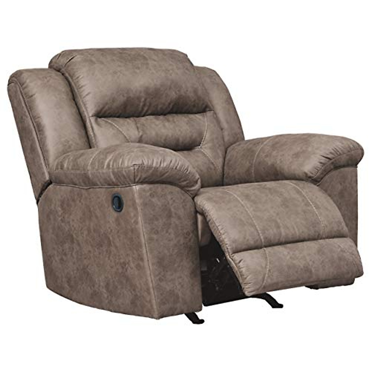 Signature Design by Ashley Stoneland Faux Leather Manual Pull Tab Rocker Recliner, Light Brown