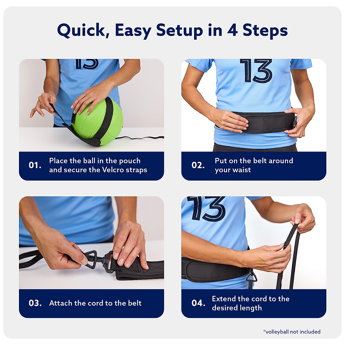 MOTOMY Volleyball Training Equipment Aid 'Volleypal' – Solo Volleyball Equipment for Practicing Serve, Spike, Set & Pass; Volleyball Practice Equipment Gift for Beginners & Experts (Volleypal Pro)