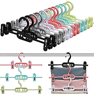 12 Pack Closet-Organizers-and-Storage,Pants-Hangers-Space-Saving,Closet-Organizer Short-Skirt-Hangers with Clips,College Dorm Room Essentials for Students Girls Guy,Closet Organization for Jeans Scarf