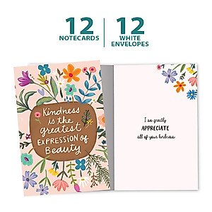 Tree-Free Greetings Thank You Cards - Artful Designs - 12 Cards + White Envelopes - Made in USA - 100% Recycled Paper - 4"x6" - Greatest Kindness (TK60294)