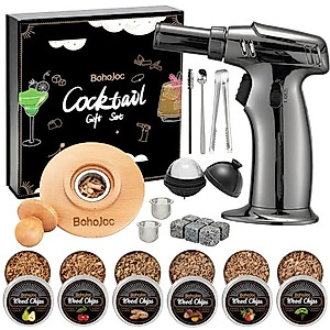 Gifts for Men/Dad/Boyfriend, Cocktail Smoker Kit with Torch & Whiskey Stones, Whiskey Christmas Birthday Gifts for Men, Mens Gifts for Christmas, Oak | Apple | Walnut | Cherry (No Butane)