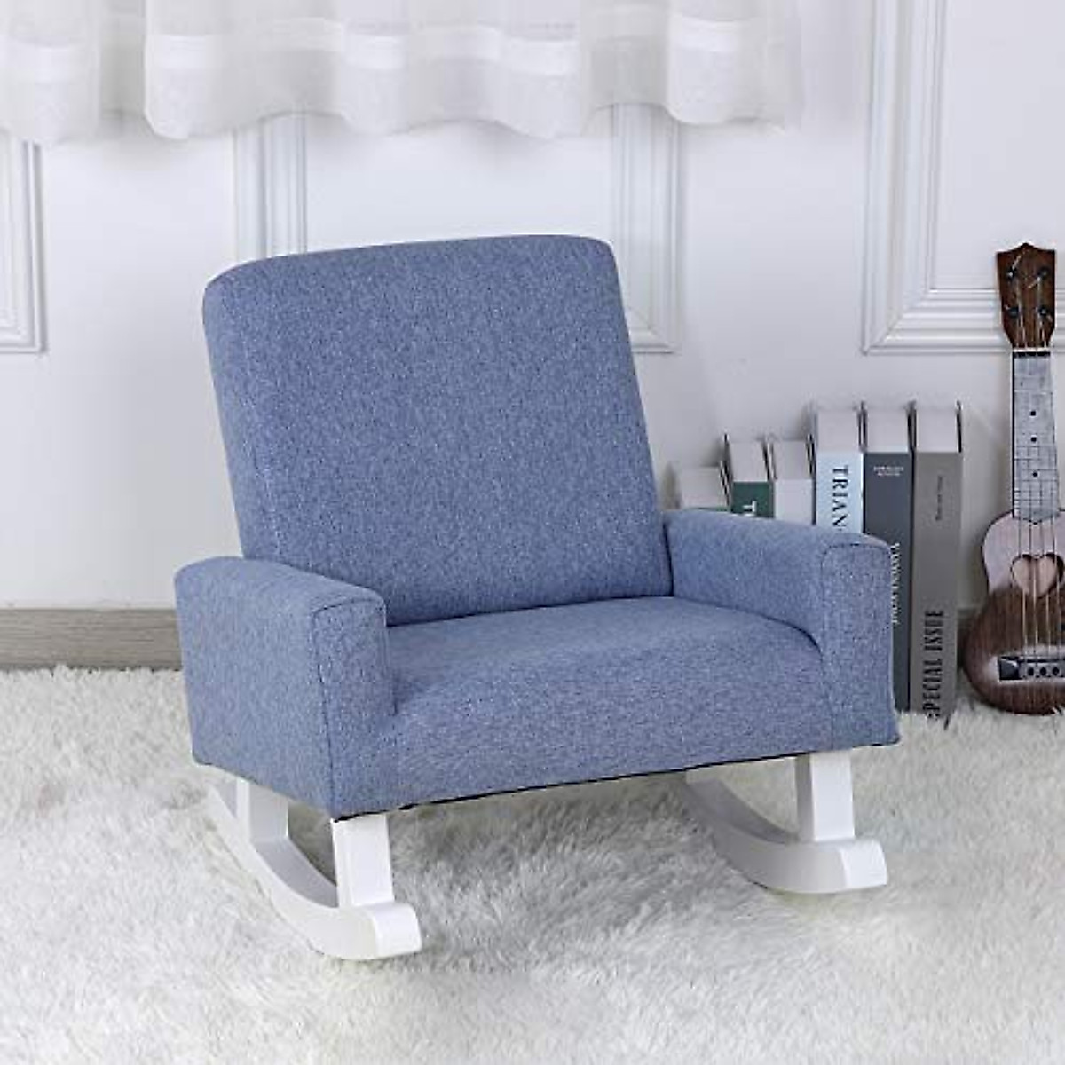 Yoonnie room Kid Sofa/Kid Armchair/Toddler Chair/Sofa for Children with Linen Fabric/Baby Sofa with Solid Rocking Foot/Kid Upholstered Chair for Unisex Children Using,Birthday Gift (Blue)