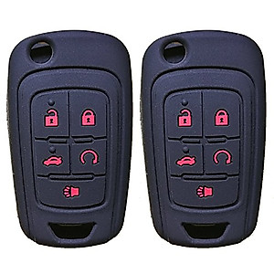 2Pcs Coolbestda Silicone Flip Key Fob Remote Cover Case Skin Keyless Jacket Holder Protector for Chevrolet Equinox Camaro Cruze Malibu Sonic Volt Park