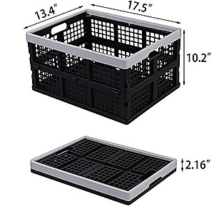 CadineUS 3 Packs 32 Quart Folding Collapsible Crates, Folding Storage Bin