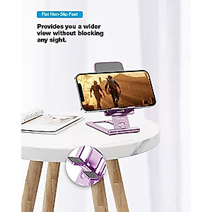 MEISO Cell Phone Stand, Fully Foldable Phone Holder for Desk, Desktop Mobile Phone Cradle Dock Compatible with iPhone, Samsung Galaxy, iPad Mini, Tablets Up to 10” (Lilac Purple)