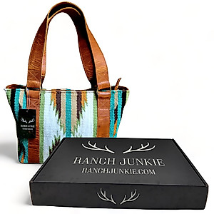 Southwestern Handwoven Wool Leather Boho Tote Western Handbag (Aspen)