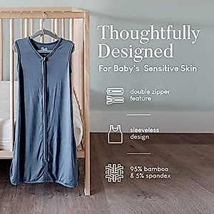 MK & Co. Organics - Unisex Baby Sleep Sack 6-12 Months - Soft & Stretchy Gender Neutral Baby Clothes - Baby Sleeper Wearable Blanket, Viscose Made Baby Clothes Sleep Sacks with Double Zip - Slate Blue