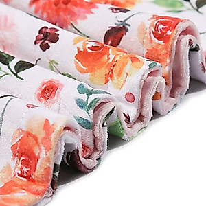 BORITAR Baby Blanket for Girls Super Soft Double Layer Minky with Dotted Backing, Receiving Blanket with Elegant Floral Multicolor Printed Blanket 30 x 40 Inch(75x100cm)