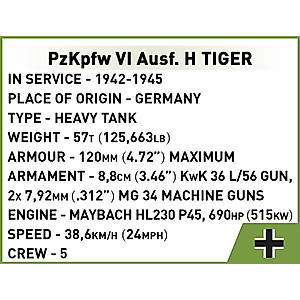 COBI Historical Collection Panzer VI Tiger 131" Tank