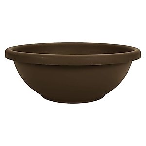 The HC Companies 15.5 Inch Large Garden Bowl Planter - Shallow Plant Pot with Drainage Plug for Indoor Outdoor Flowers, Herbs, Chocolate