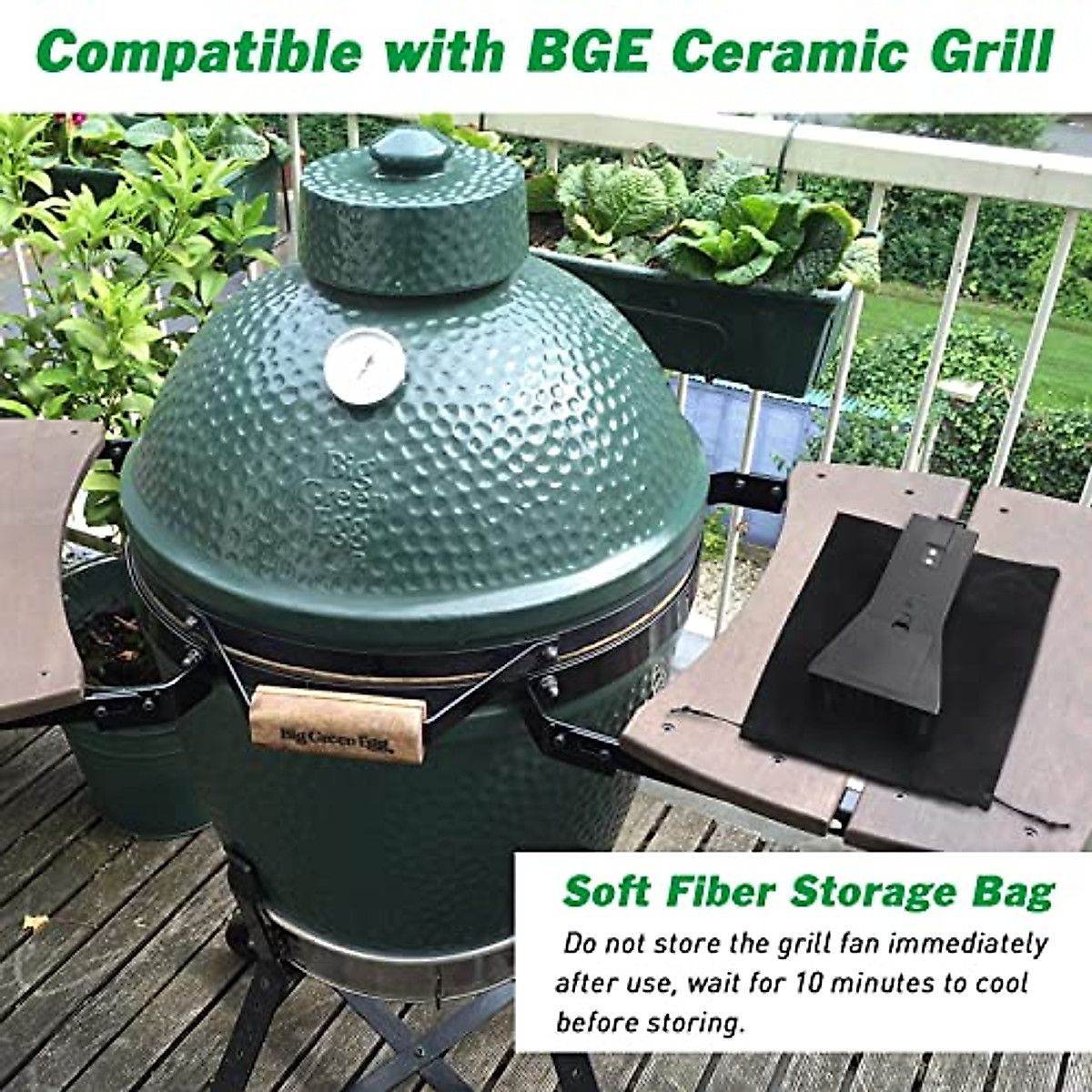 JISHAHS Charcoal Fire Starter Compatible with Big Green Egg Grill, Blower Fan with Auto Shut-Off for Fast Charcoal FastStart
