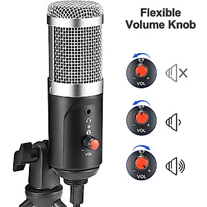 BLOUEFOZ USB Microphone, Computer Podcast Cardioid Condenser PC Mic with Tripod Stand for Recording,Gaming,Compatible with Laptop Desktop Mac & Windows