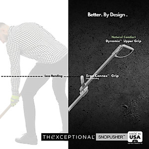 Easy Doze-It 36" SnoPusher | Ergonomic Push Plow Shovel with 2 Handle Grips | Best Industrial Wide Snow Shovel for Walk, Sidewalk & Drive| Made in USA by Vertex Products | Model EX920.36