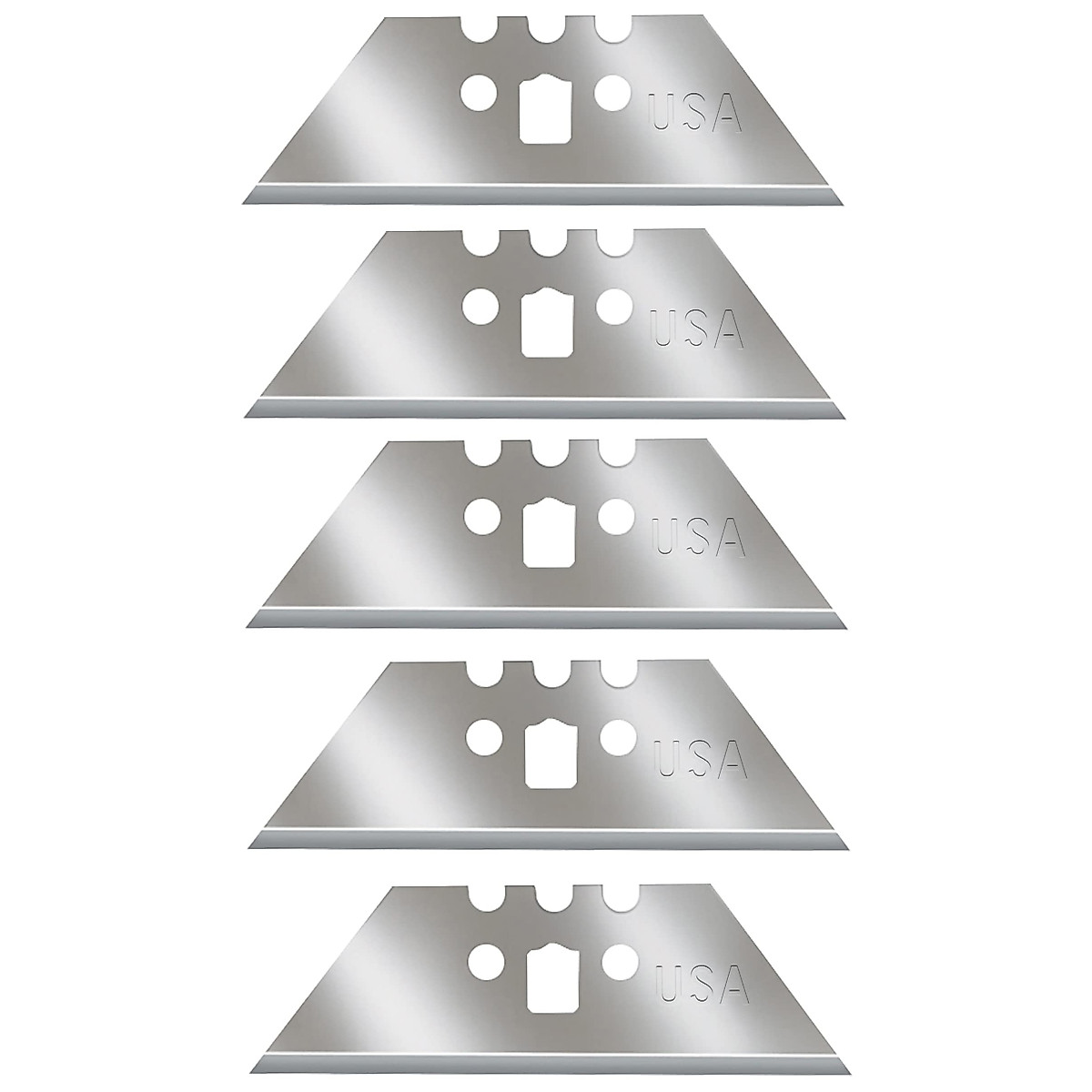 ALLWAY RKB5 3-Notch Carbon Steel Utility Knife Blades, Sharp Point, 5 Pack