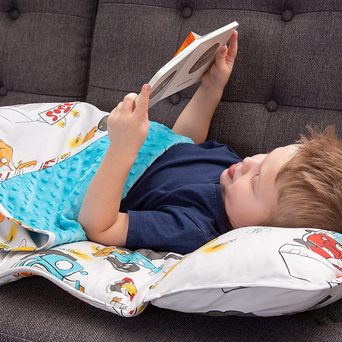 JumpOff Jo - Toddler Nap Mat - Sleeping Bag for Kids with Removable Pillow and Ultra Soft Blanket for Preschool, Daycare, and Sleepovers - Jo’s Garage