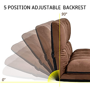 Harper & Bright Designs Double Chaise Lounge Sofa Chair Floor Couch with Two Pillows (Brown)