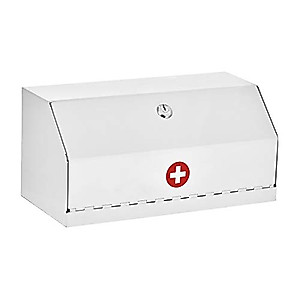 AdirMed Locking Drug Cabinet (White) Medicine Cabinet with Pull-Out Shelf & Document Pocket (Red) Bundle