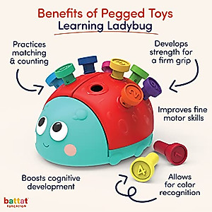 Battat Education – Fine Motor Peg Toy for Toddlers, Kids – Montessori Toy with Pegs – Educational & Developmental Toy – Learning Ladybug – 18 Months + – Learning Ladybug