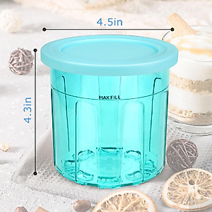 VanlonPro 16oz ice cream Containers Replacement for Ninja Creami Pints and Lids - 4 Pack, Compatible with NC301 NC300 NC299AMZ Series Ice Cream Makers, Airtight, Leak Proof & Dishwasher Safe